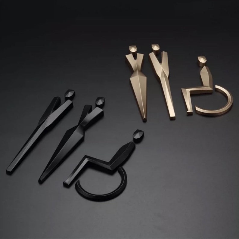 Luxury 3D Metal Restroom, Disabled, Baby Changing Sign, Modern Washroom ...