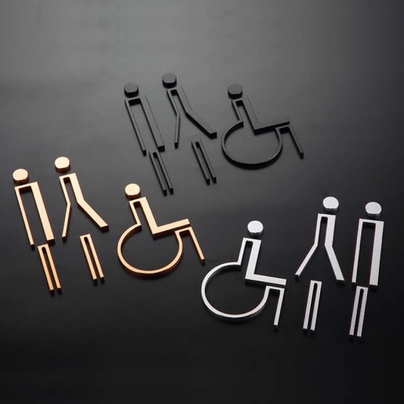 Luxury Matt Surface Metal Washroom Sign, Bathroom Sign, Restroom Sign ...