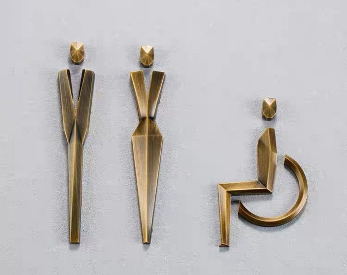 Luxury 3d Metal Washroom Sign, Bathroom Sign, Restroom Sign, Toilet ...