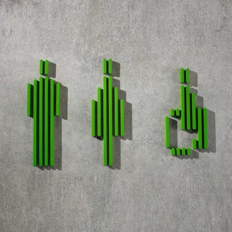 Luxury Green Metal Washroom Sign, Bathroom Sign, Restroom Sign, Toilet ...