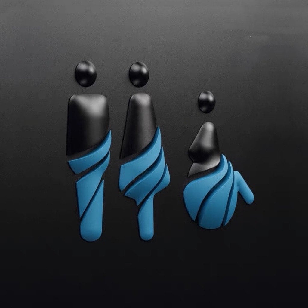 Luxury 3d Matt Surface Metal Washroom Sign, Bathroom Sign, Restroom ...