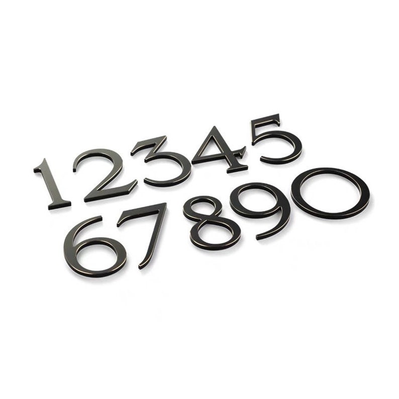 Black Aluminum Number Sign With Gold Edge, Modern Font - Etsy