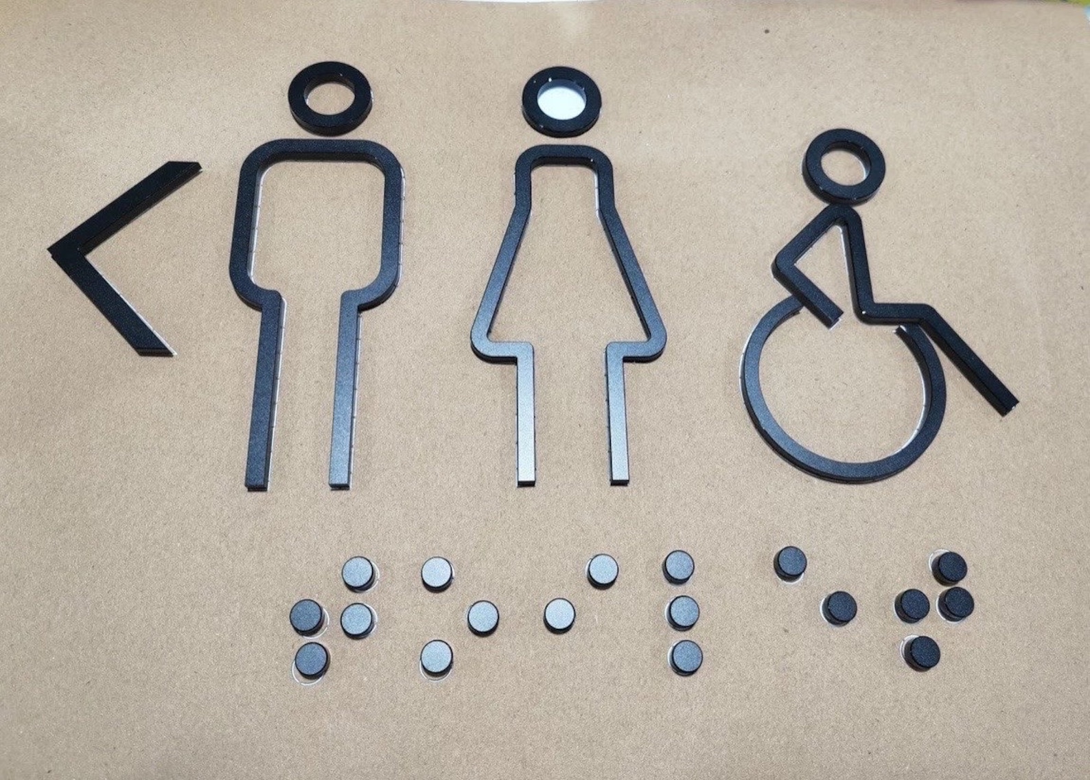 Modern Matt Metal Washroom Sign, Restroom, Toilet, Disabled, Braille ...