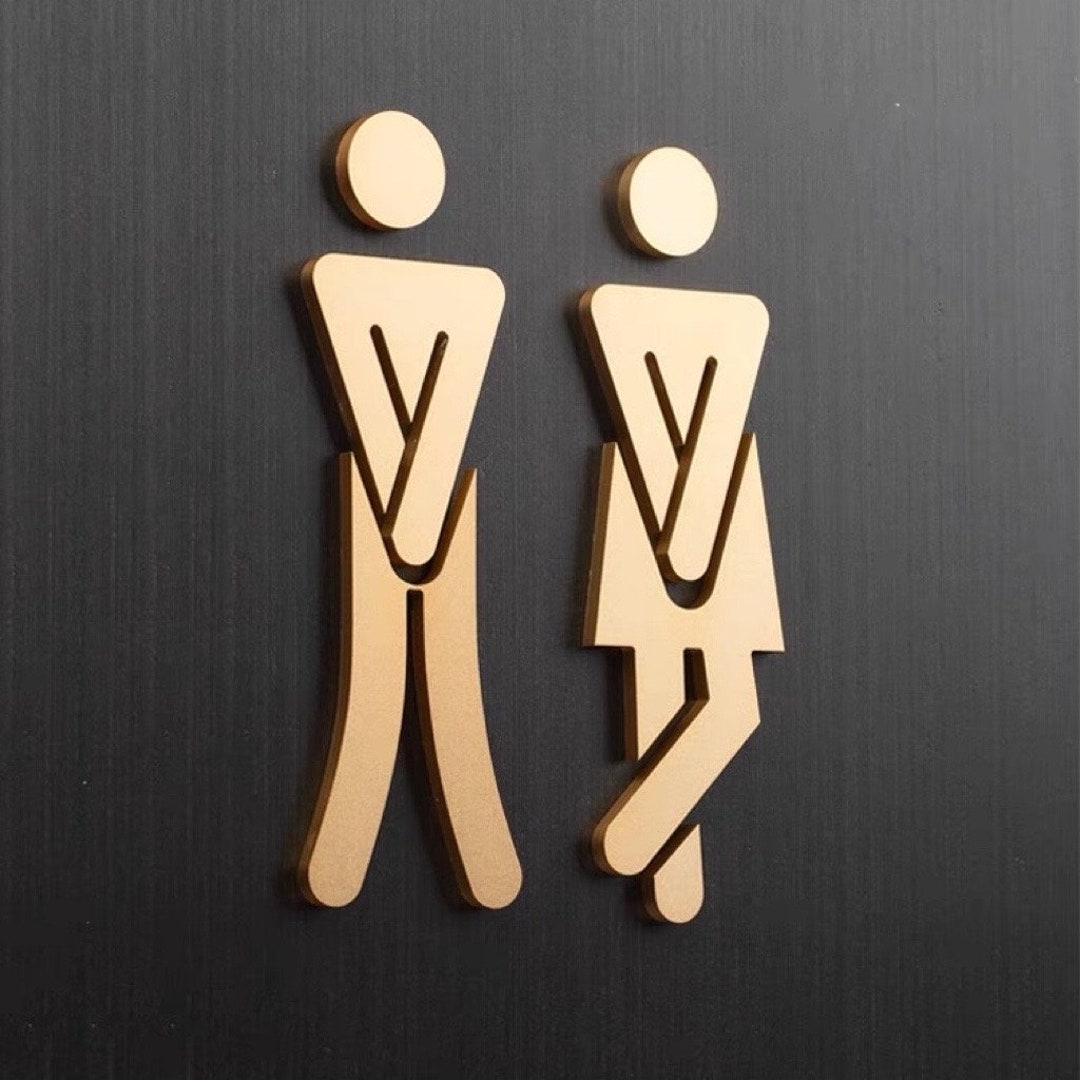 Luxury Matt Surface Metal Washroom Sign, Bathroom Sign, Restroom Sign ...