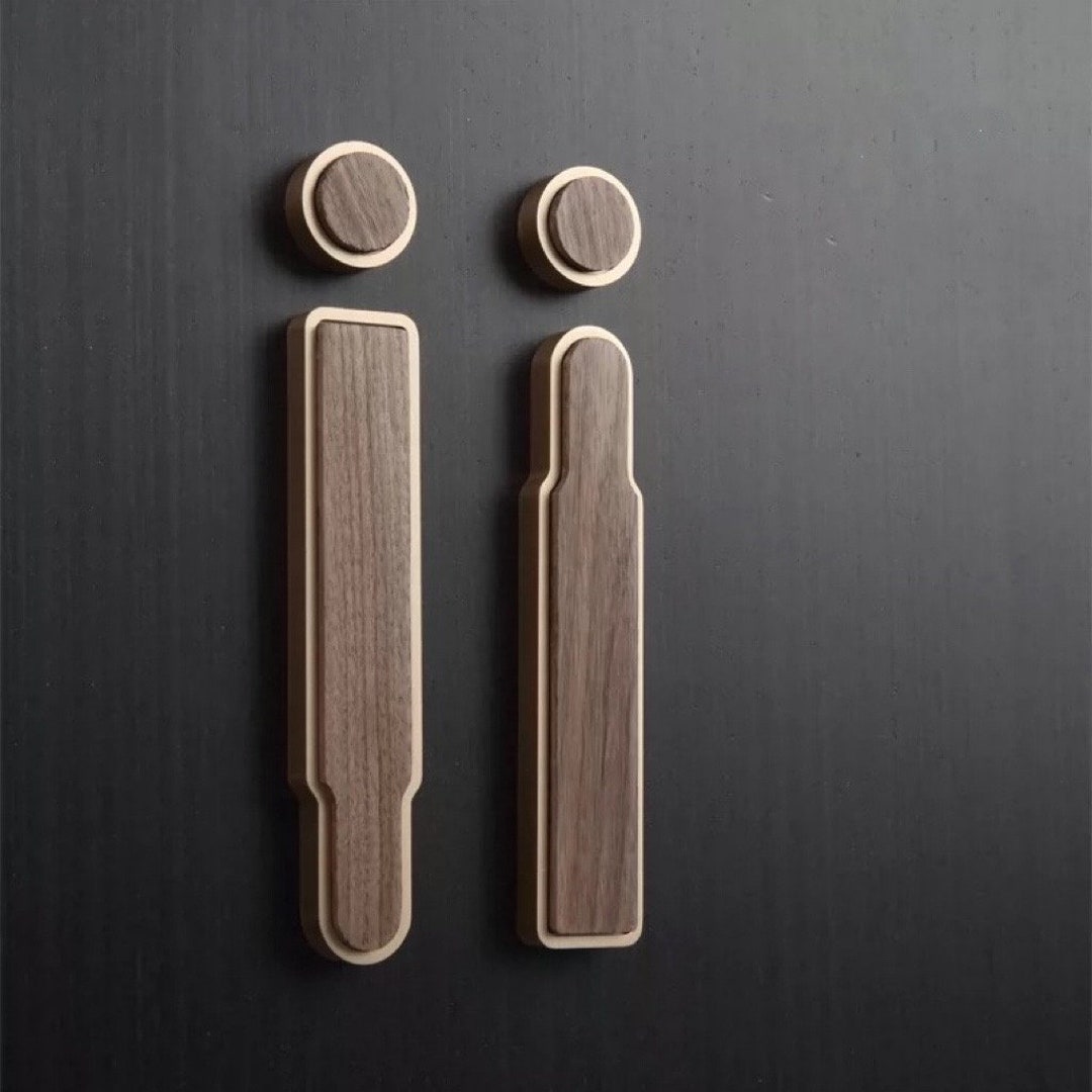 Custom Walnut Wood Surface Metal Washroom Sign, Bathroom Sign, Restroom ...