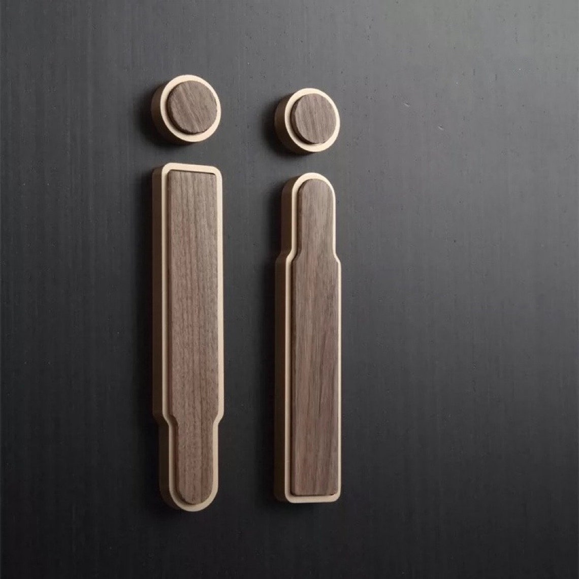 Custom Walnut Wood Surface Metal Washroom Sign, Bathroom Sign, Restroom ...