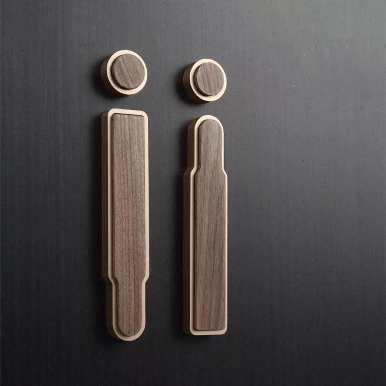 Custom Walnut Wood Surface Metal Washroom Sign, Bathroom Sign, Restroom ...