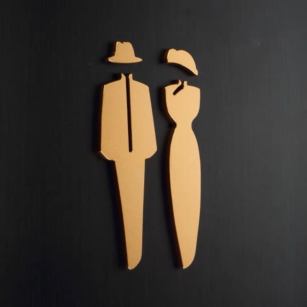 Luxury Matt Surface Metal Washroom Sign, Bathroom Sign, Restroom Sign ...