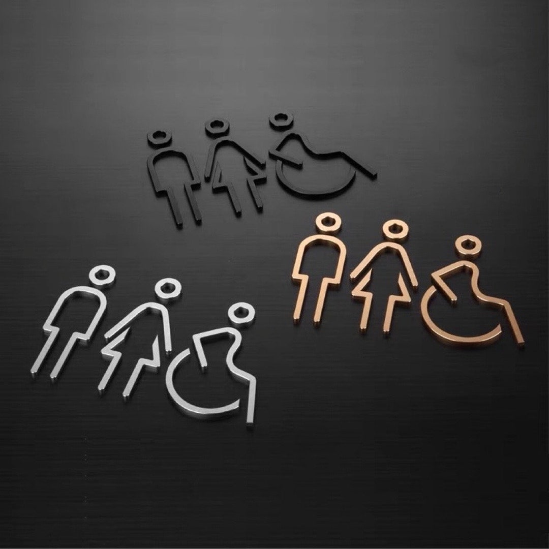 Luxury Matt Surface Metal Washroom Sign, Bathroom Sign, Restroom Sign ...