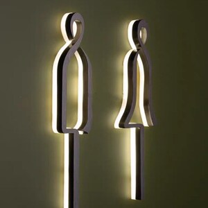 Luxury Custom Washroom, Toilet, Restroom Metal Backlit Sign ...