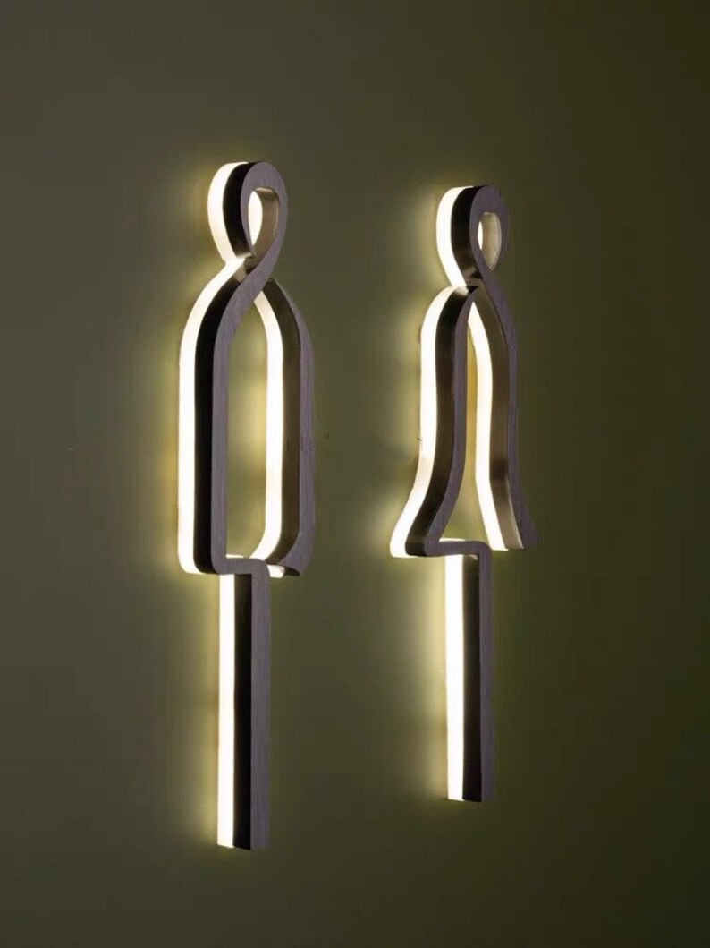 Luxury Custom Washroom, Toilet, Restroom Metal Backlit Sign ...