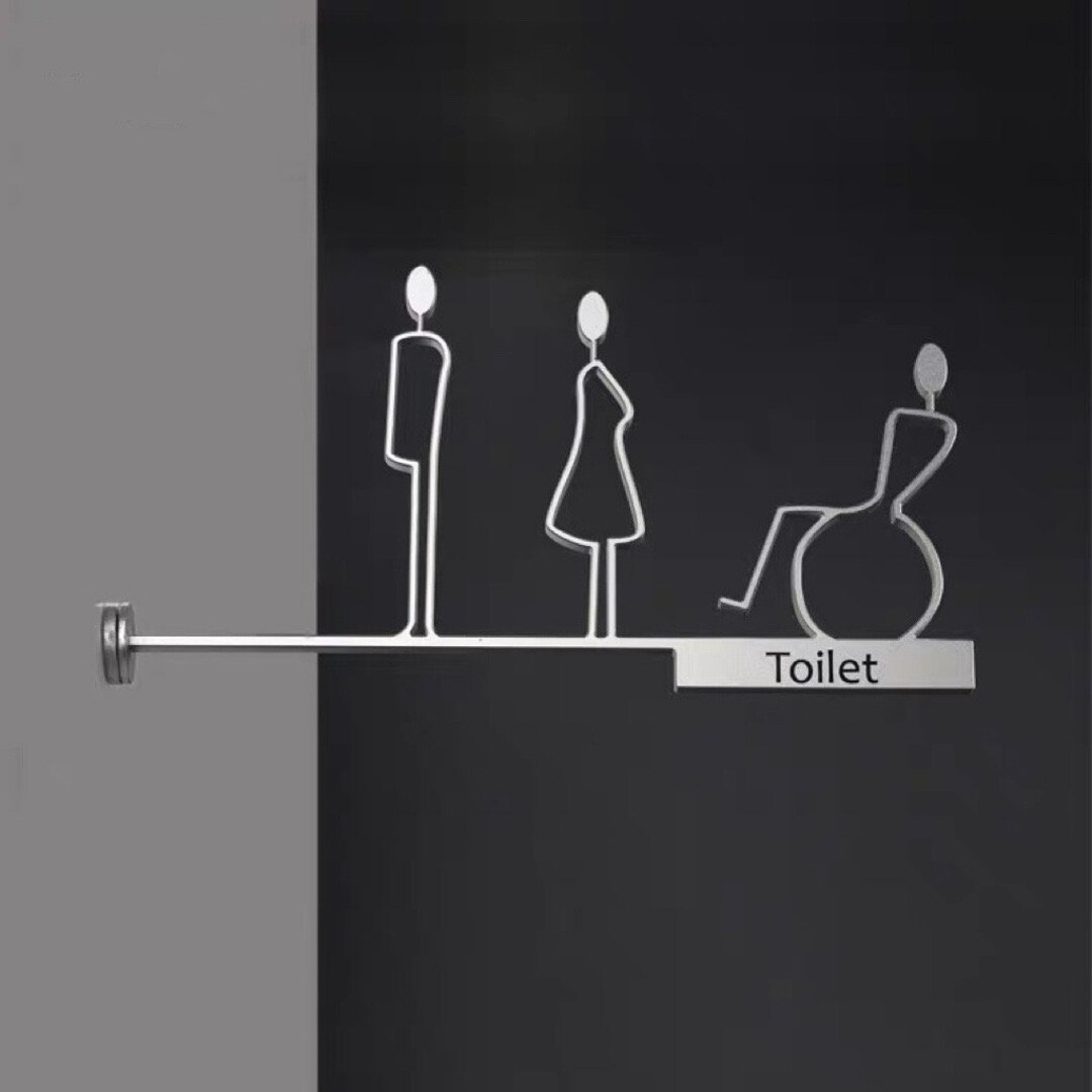 Modern Aluminum Washroom Sign, Side Mount Toilet Restroom Sign - Etsy