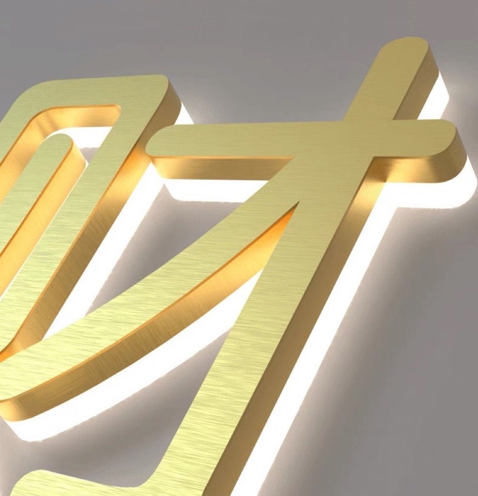 Luxury Custom Metal Backlit Sign, Illuminated Logo Sign, Light Box, Laser Cut Sign, Wall Logo ...