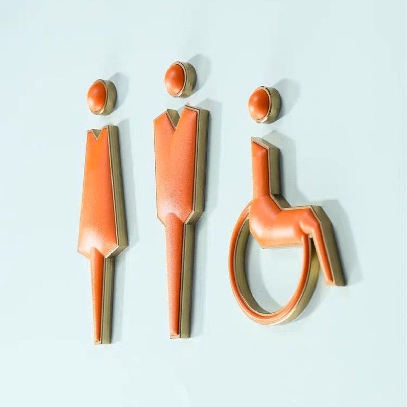 Luxury 3d Metal Color Washroom Sign, Bathroom Sign, Restroom Sign ...