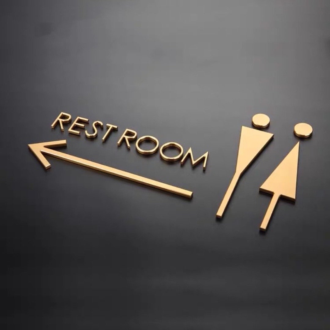 Luxury Matt Surface Metal Washroom Sign, Bathroom Sign, Restroom Sign ...