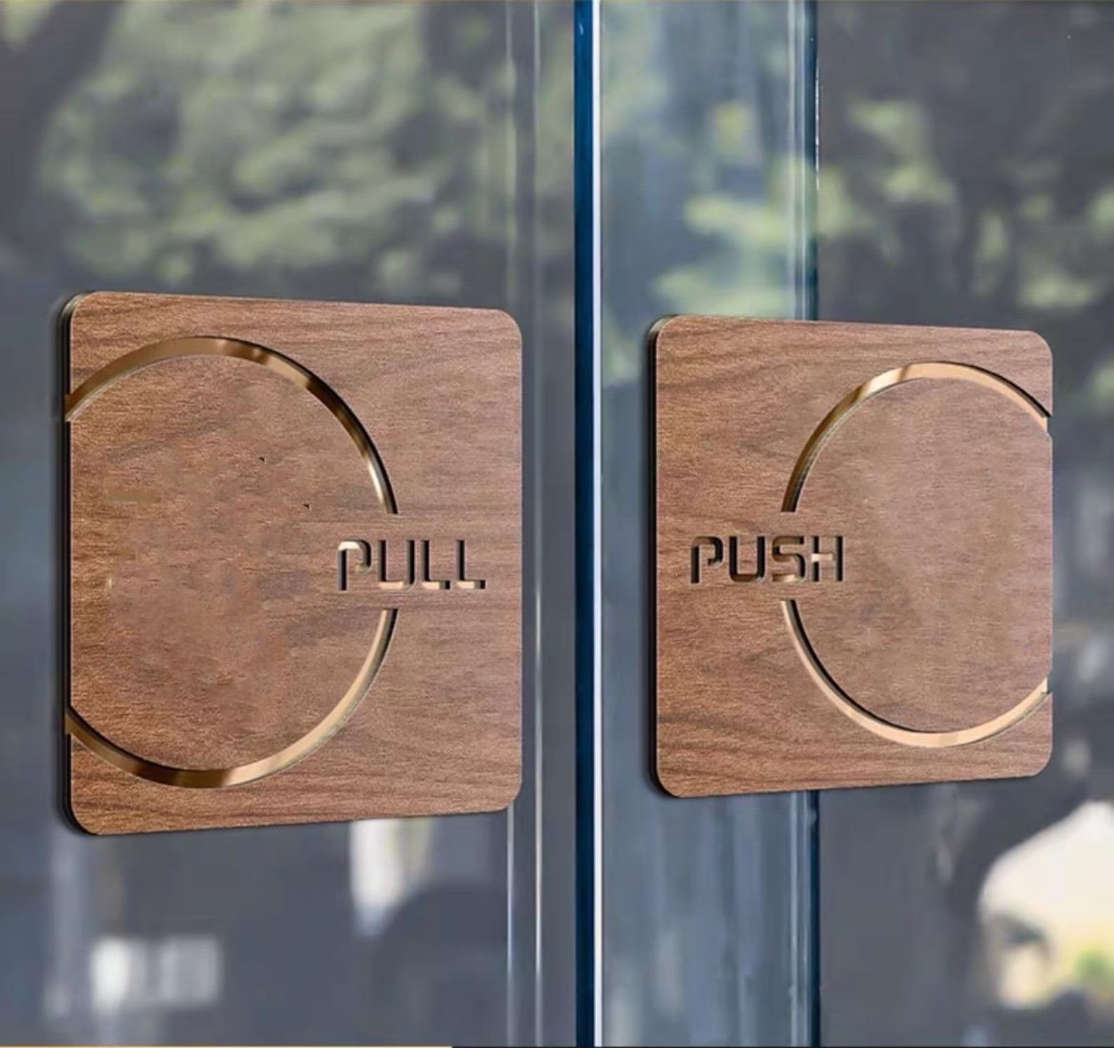 Custom Acrylic Wood Pattern Push Pull Door Sign, Floor Sign, Door Sign ...