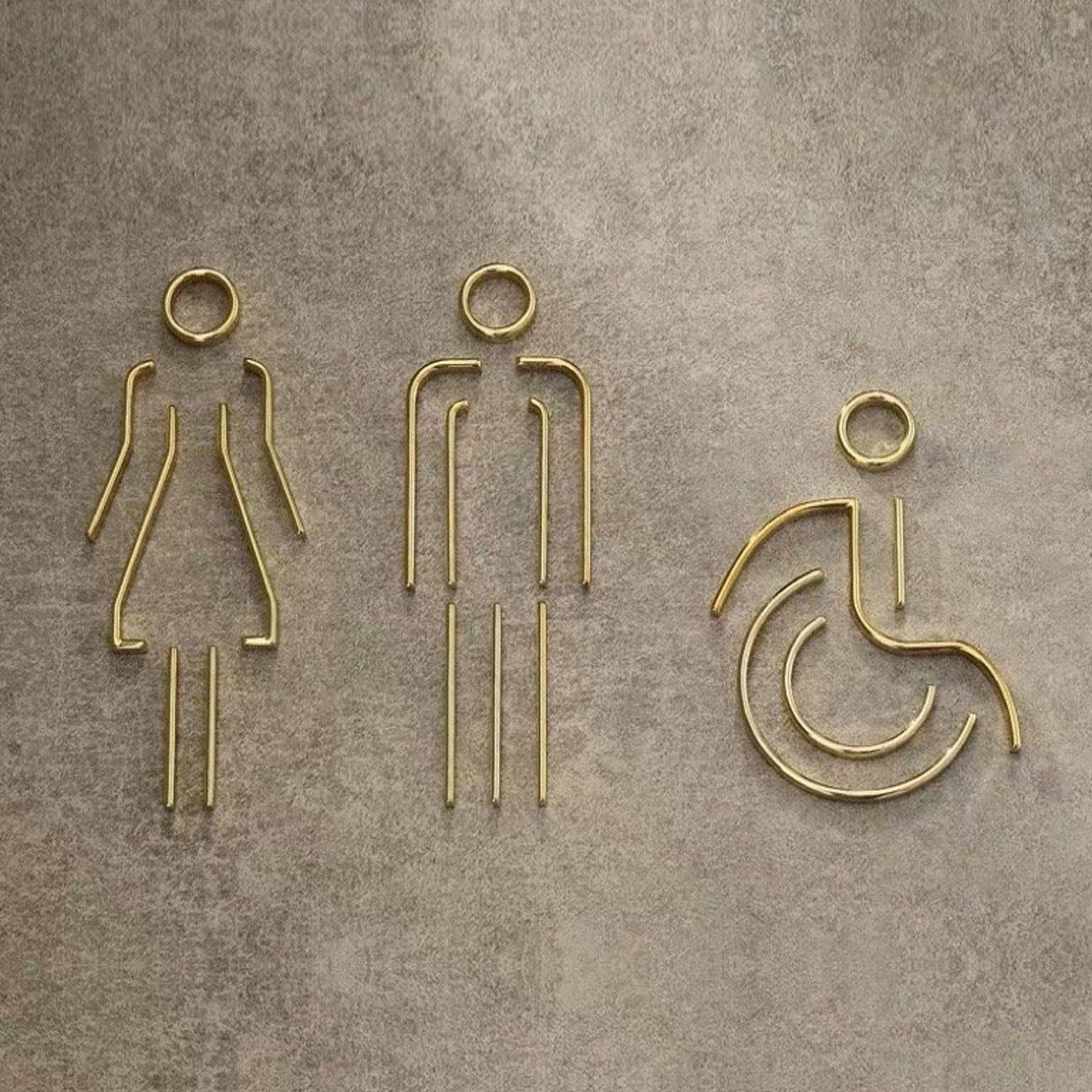 Deluxe Brass Washroom Sign, Bathroom Sign, Restroom Sign, Toilet Sign ...