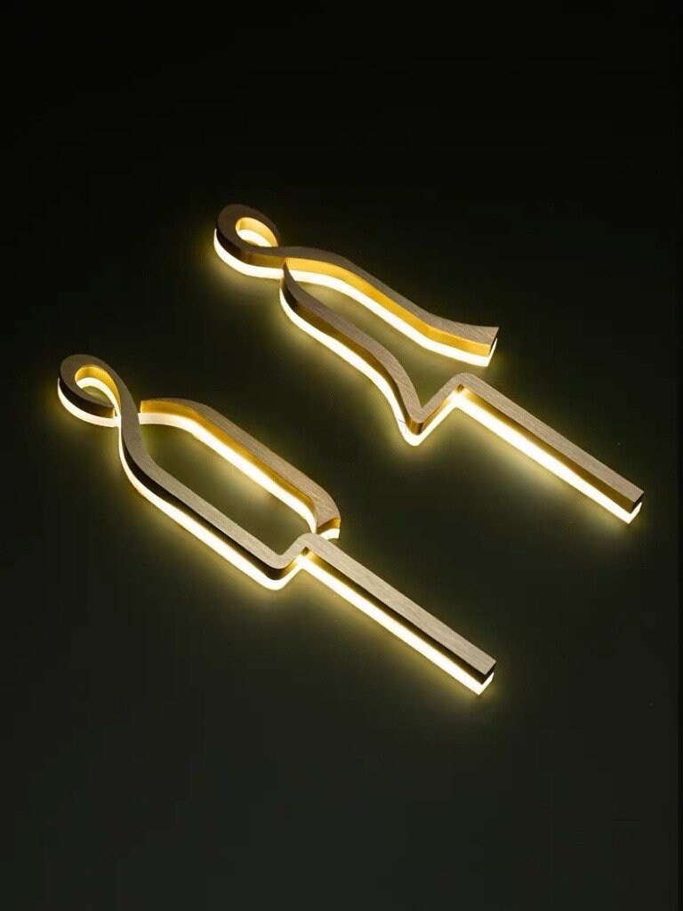 Luxury Custom Washroom, Toilet, Restroom Metal Backlit Sign ...