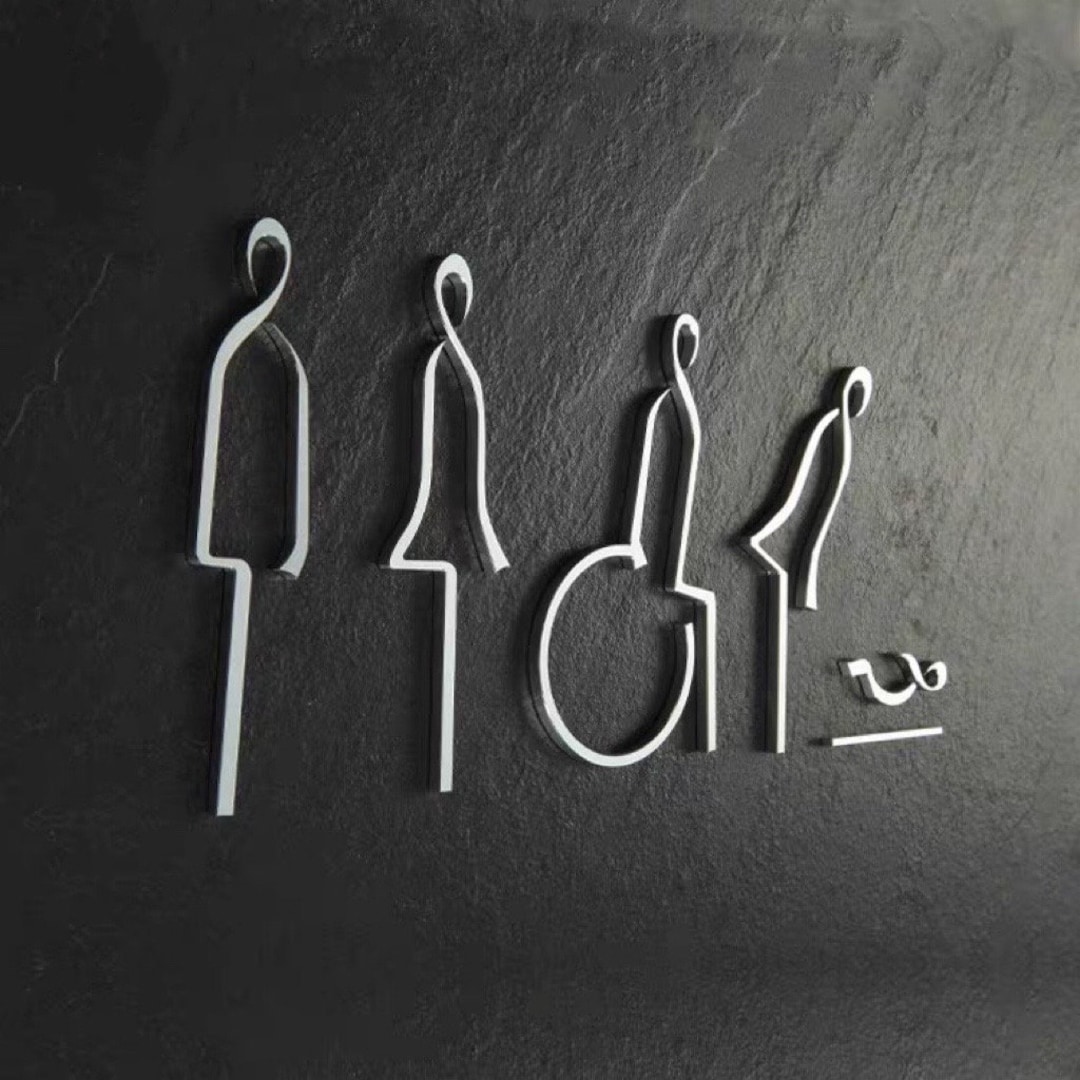 Luxury Matt Surface Metal Washroom Sign, Bathroom Sign, Restroom Sign ...