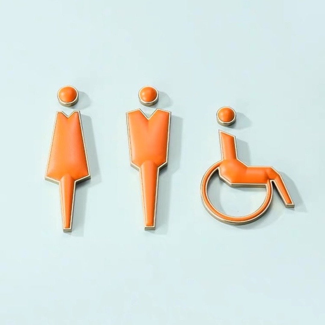 Luxury 3d Metal Color Washroom Sign, Bathroom Sign, Restroom Sign ...