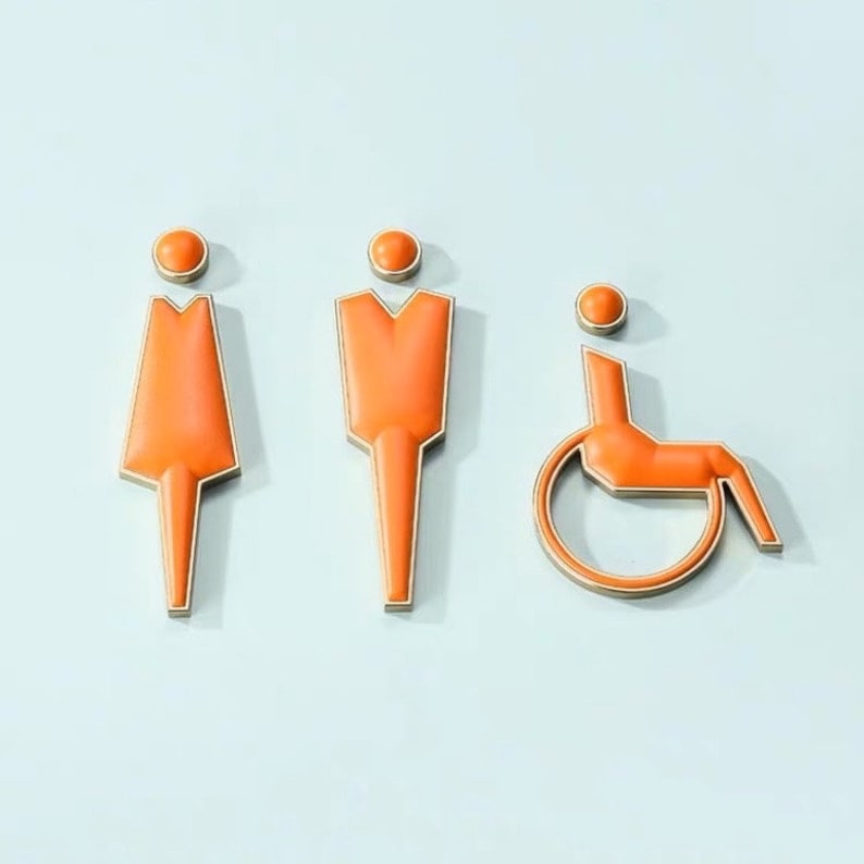 Luxury 3d Metal Color Washroom Sign, Bathroom Sign, Restroom Sign ...