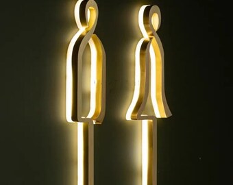 Luxury Custom Washroom, Toilet, Restroom Metal Backlit Sign ...