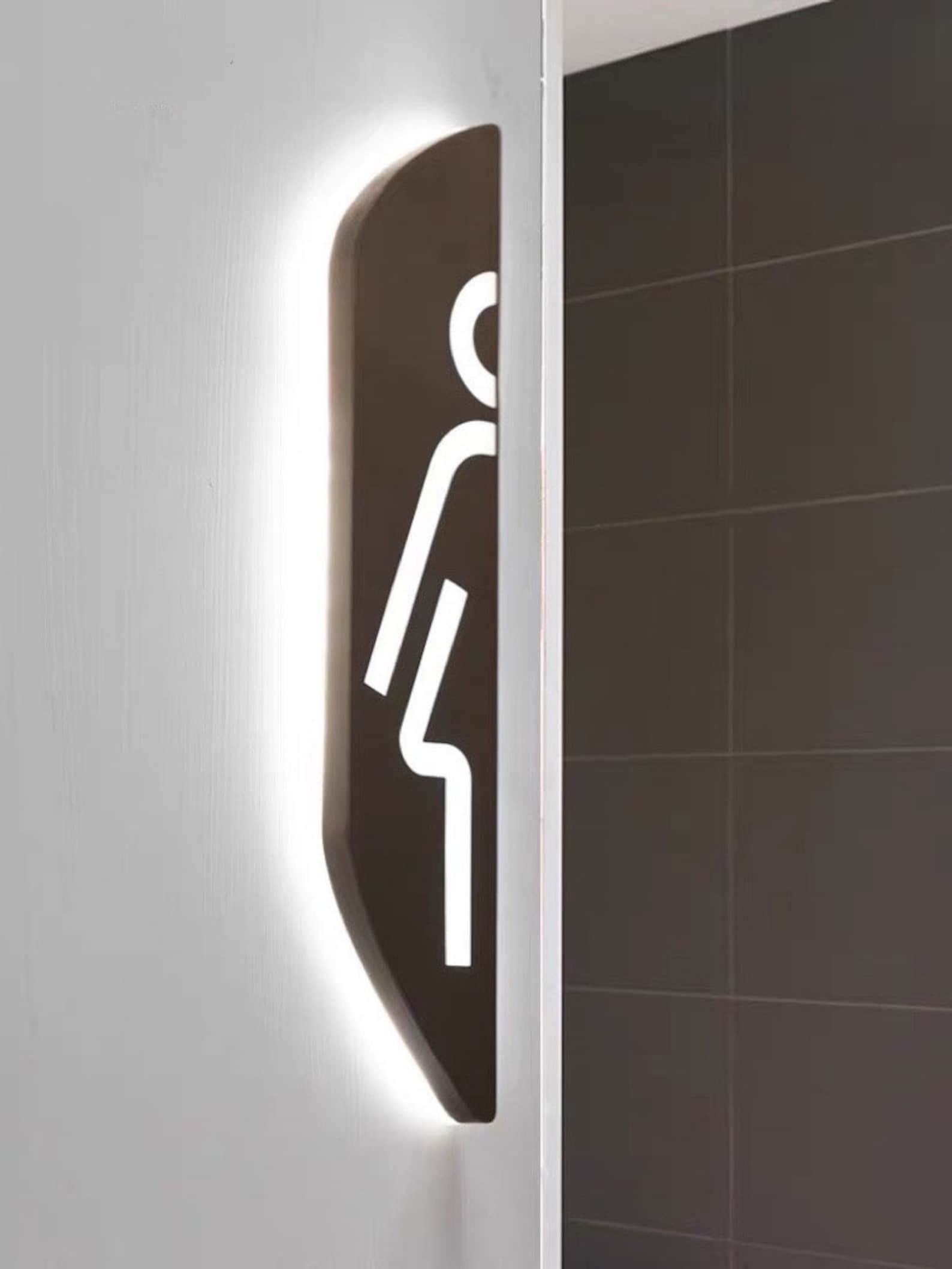 Custom Stainless Illuminated Toilet Sign, Bathroom Sign, Restroom Sign ...