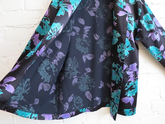 Vintage Kurt Kellermann Jacket Black Floral Satin Jac… - Gem