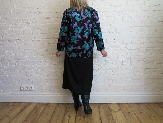 Vintage Kurt Kellermann Jacket Black Floral Satin Jac… - Gem