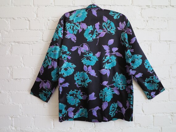 Vintage Kurt Kellermann Jacket Black Floral Satin Jac… - Gem
