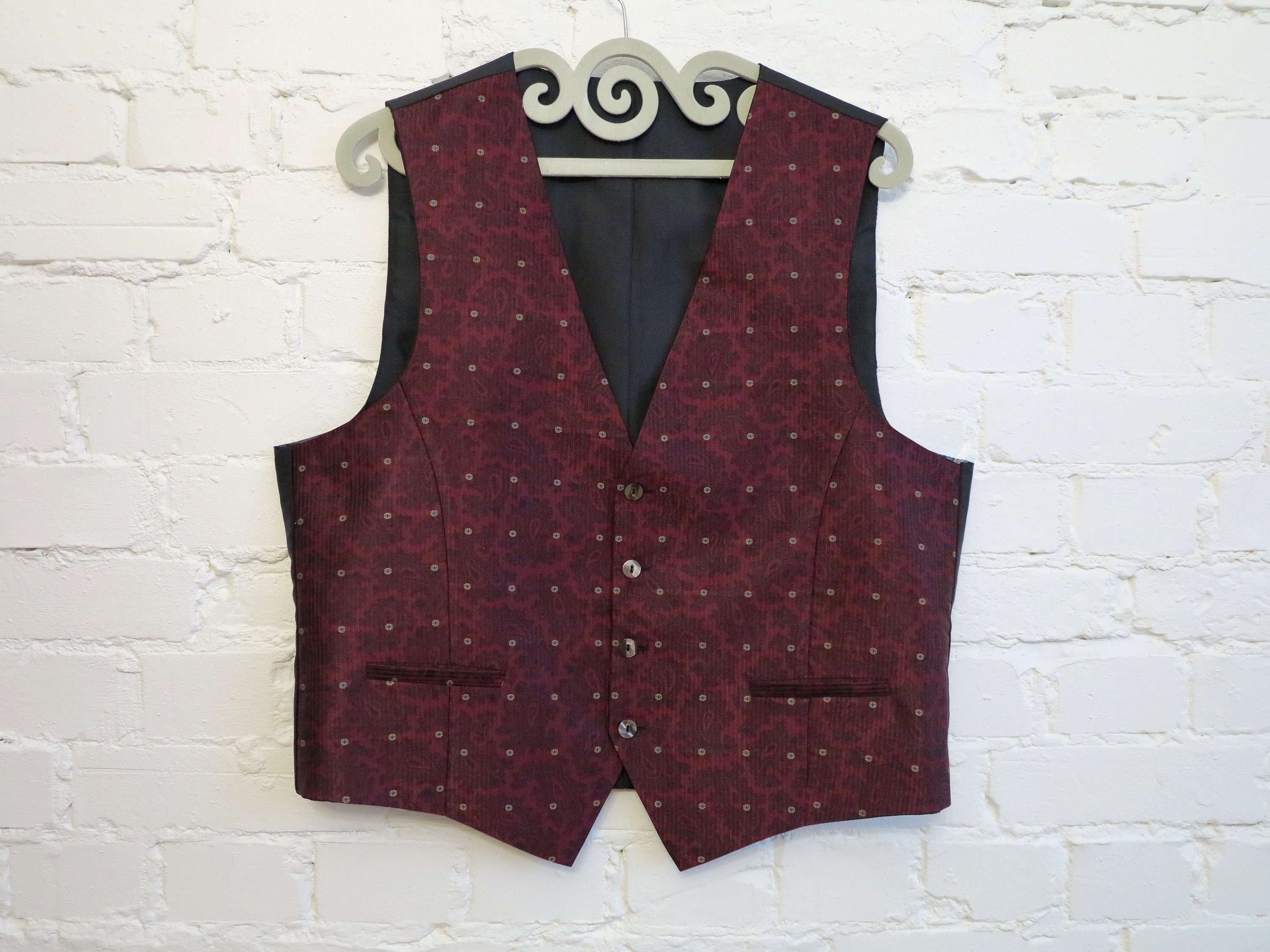 Wine Red Paisley Mens Vest Edwardian Victorian Renaissance | Etsy