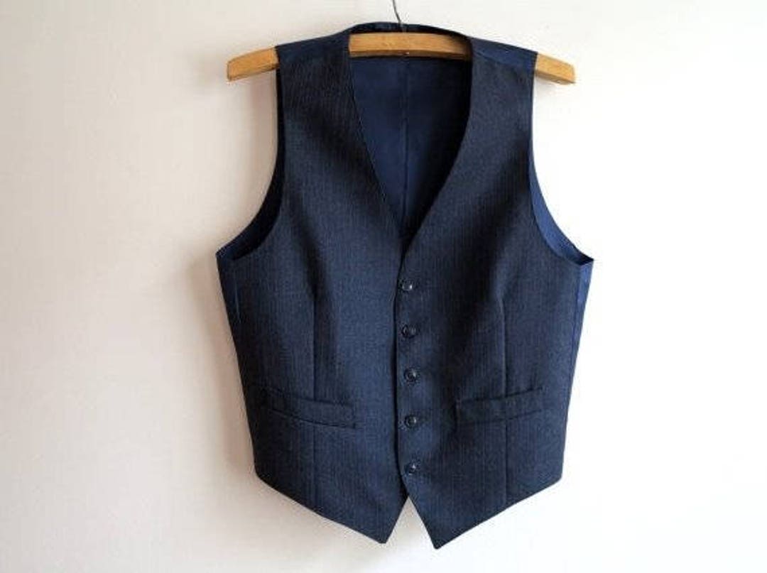 Grey Blue Striped Mens Vest Formal Waistcoat Gentlemen's Steampunk Vest ...