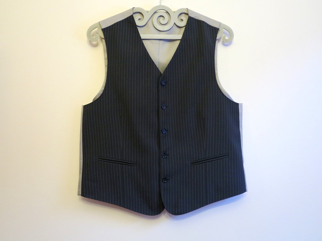 Grey Striped Mens Vest Formal Mens Vest Grey Waistcoat Gentlemen's ...