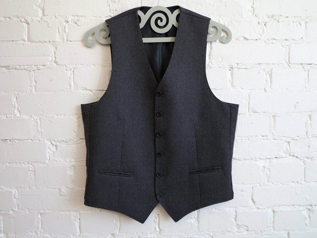 Grey Gentlemen's Vest Mens Virgin Wool Vest Formal Waistcoat Edwardian ...