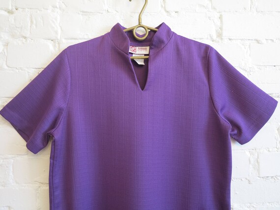 Vintage 1970s Crimplene Blouse Crimplene Tunic Purple… - Gem