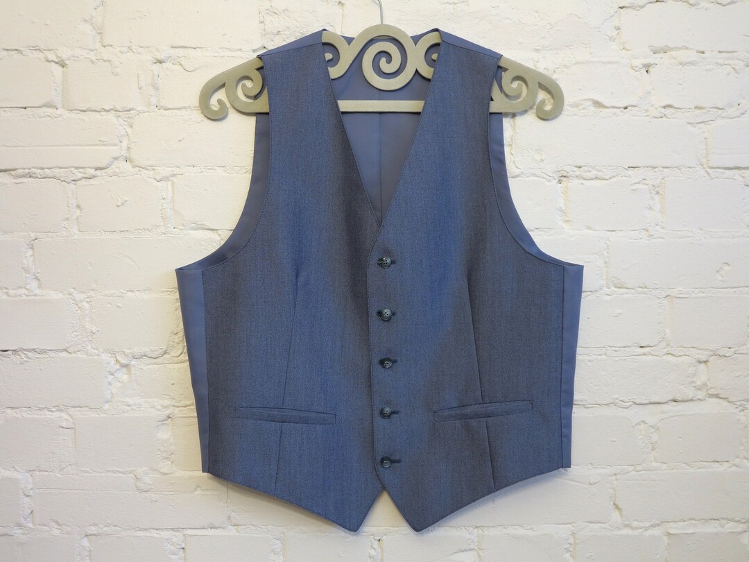 Blue Grey Gentlemen's Vest Mens Vest Formal Fitted Waistcoat Edwardian ...