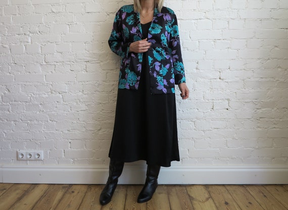 Vintage Kurt Kellermann Jacket Black Floral Satin Jac… - Gem