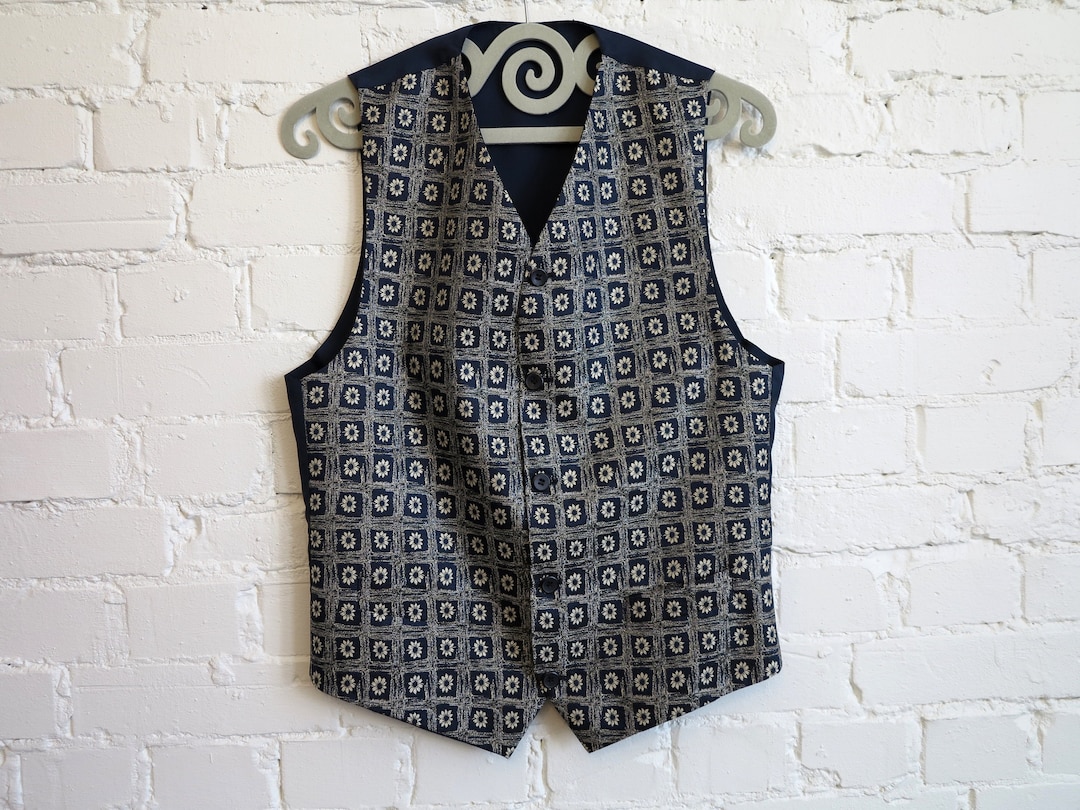 Vintage Blue Floral Mens Vest Steampunk Gentlemen's Waistcoat Victorian ...