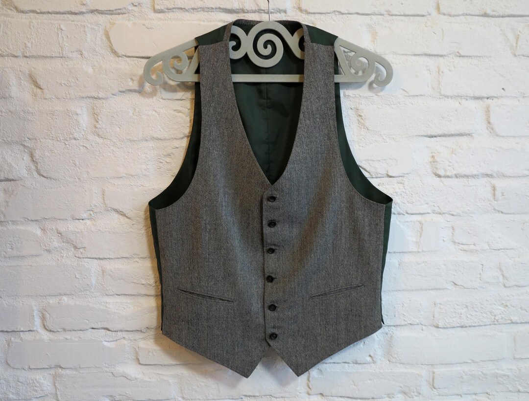 Grey Green Gentlemen's Vest Mens Vest Formal Fitted Waistcoat Edwardian ...