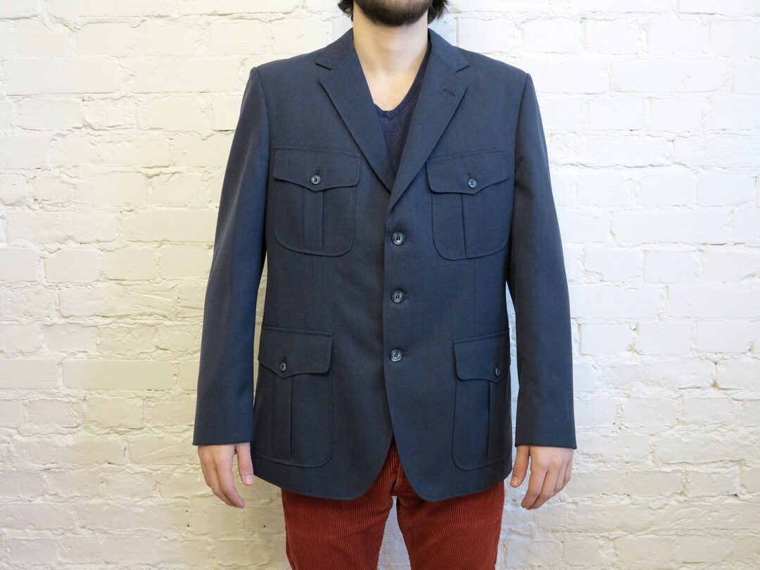 Vintage Classic Mens Jacket Blue Grey Uniform Jacket Dress Jacket Mens ...