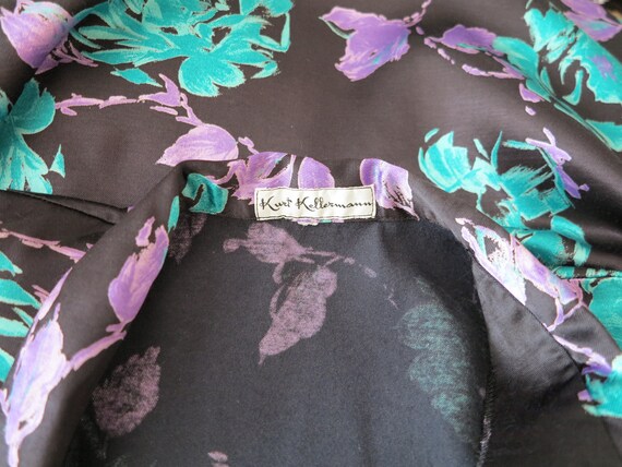 Vintage Kurt Kellermann Jacket Black Floral Satin Jac… - Gem