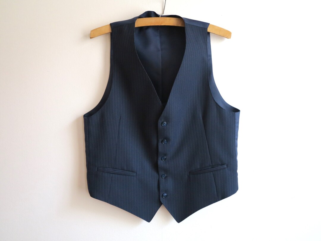 Dark Blue Striped Mens Vest Formal Gentlemen's Steampunk Waistcoat ...