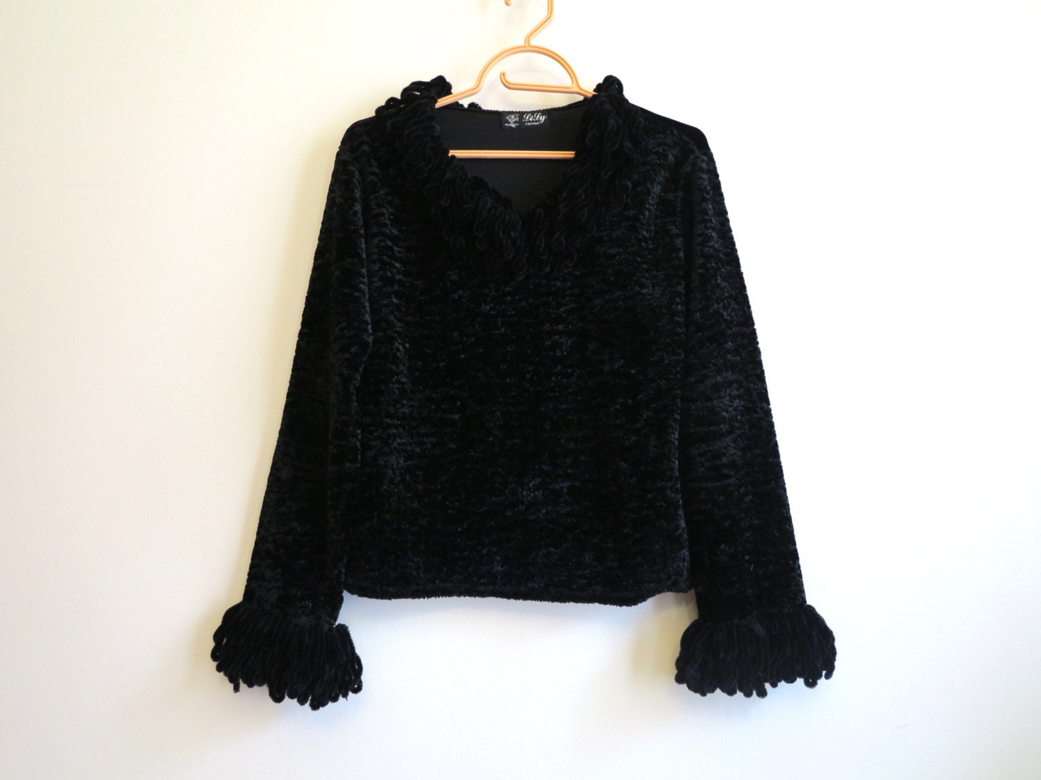 Black Velvet Top Black Velvet Blouse Velvet Sweater Black - Etsy