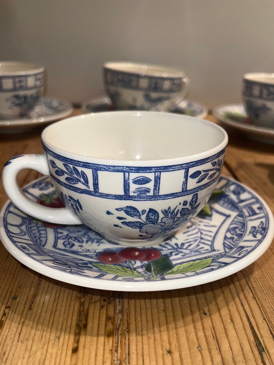 Gien Oiseau Bleu 6 Cups & 5 Saucers Set - Etsy