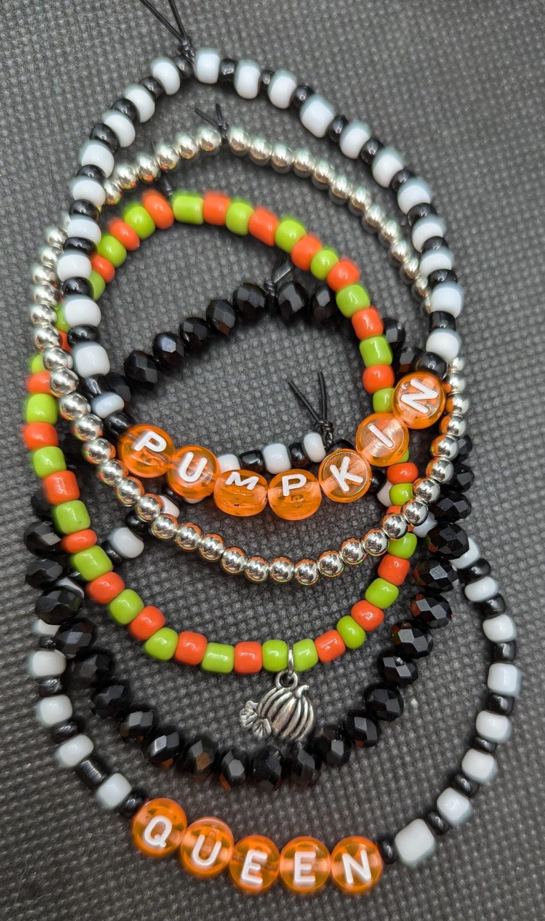 Beaded Halloween Friendship Bracelet Stacker Bundle. Set of 5. Zombie ...