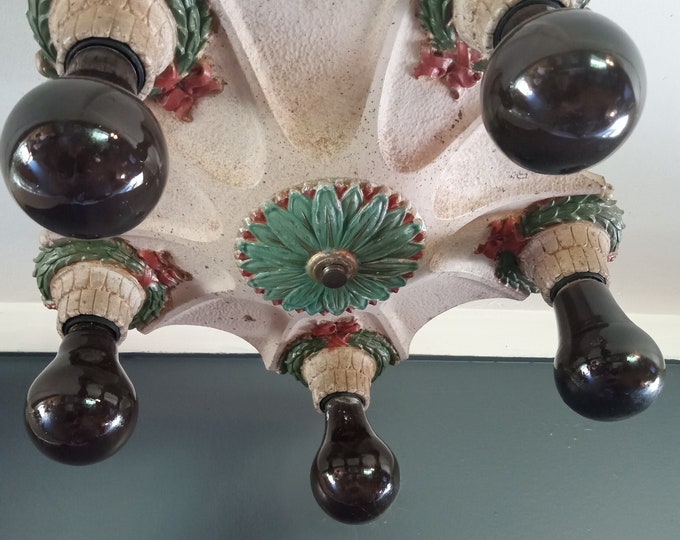 Vintage Antique Art Deco Polychrome Ceiling Light Fixture Markel 1920s ...