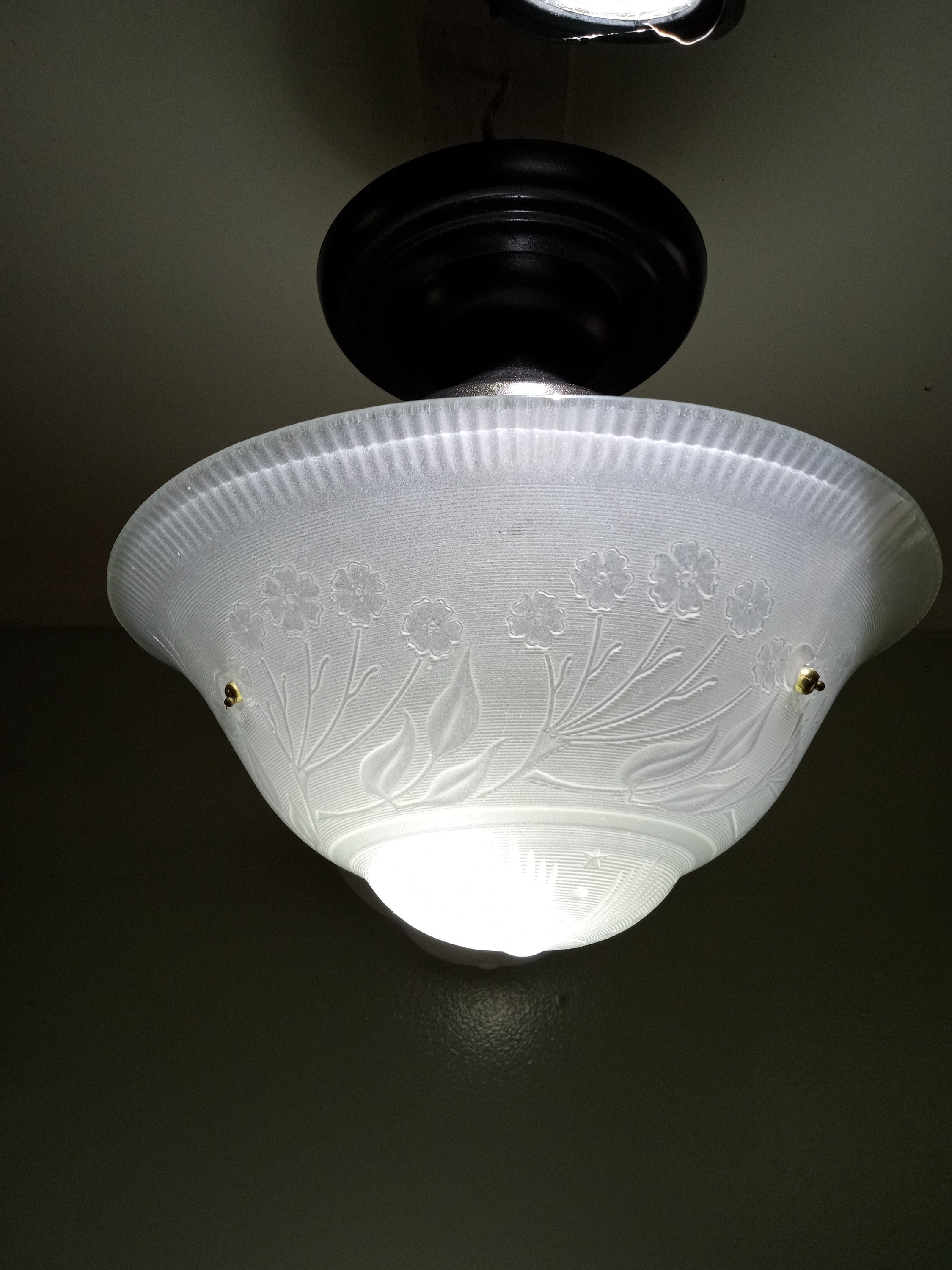 Antique Art Deco White Semi Flush Glass Ceiling Light Fixture 3 Chain ...