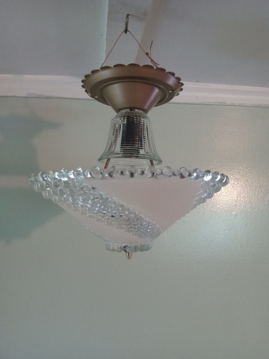 Antique Vintage Glass Ceiling Light Fixture Chandelier Pink - Etsy