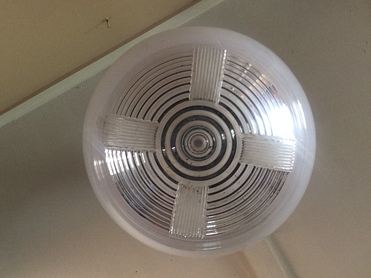 Antique Prismatic and Milk Glass Round Pendant Light Art Deco 1930s ...