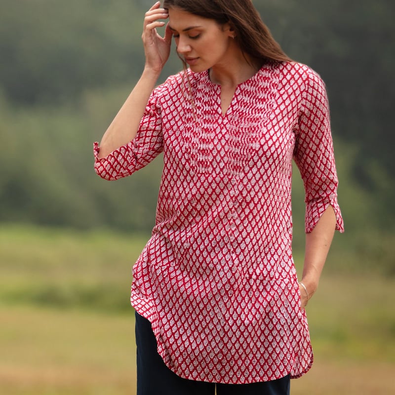 Red Kurta Womens - Etsy UK